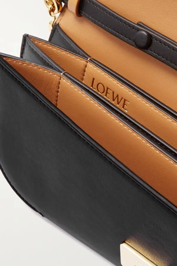 Loewe Goya Chain-Embellished Leather Clutch - Black | Editorialist
