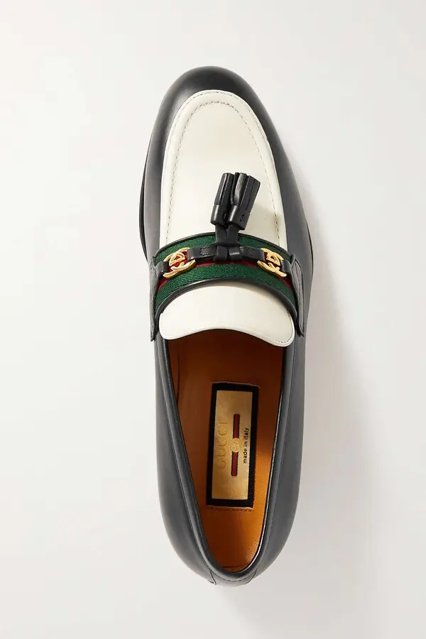 Gucci Two-Tone Leather Loafers in Black and Tan Gucci Horsebit Slip On Loafer Gold-Tone Black Leather  main image 4