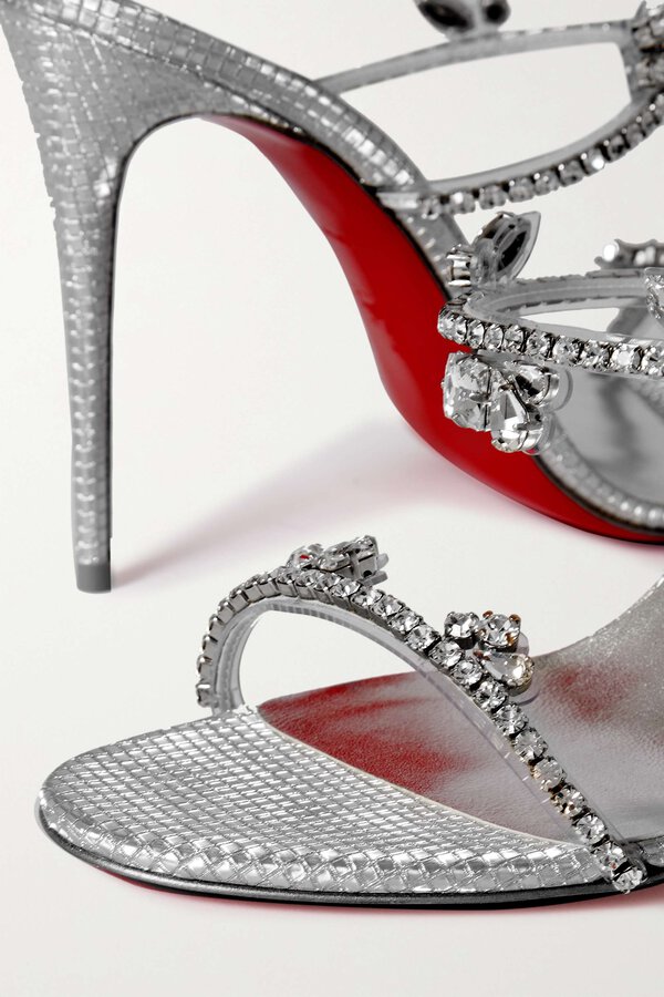 CHRISTIAN LOUBOUTIN Just Queen 100 Crystal-embellished Pvc And Leather  Mules | Editorialist