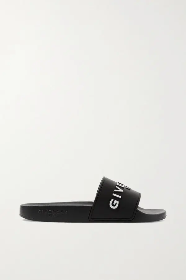 Givenchy Logo Rubber Slides - Black