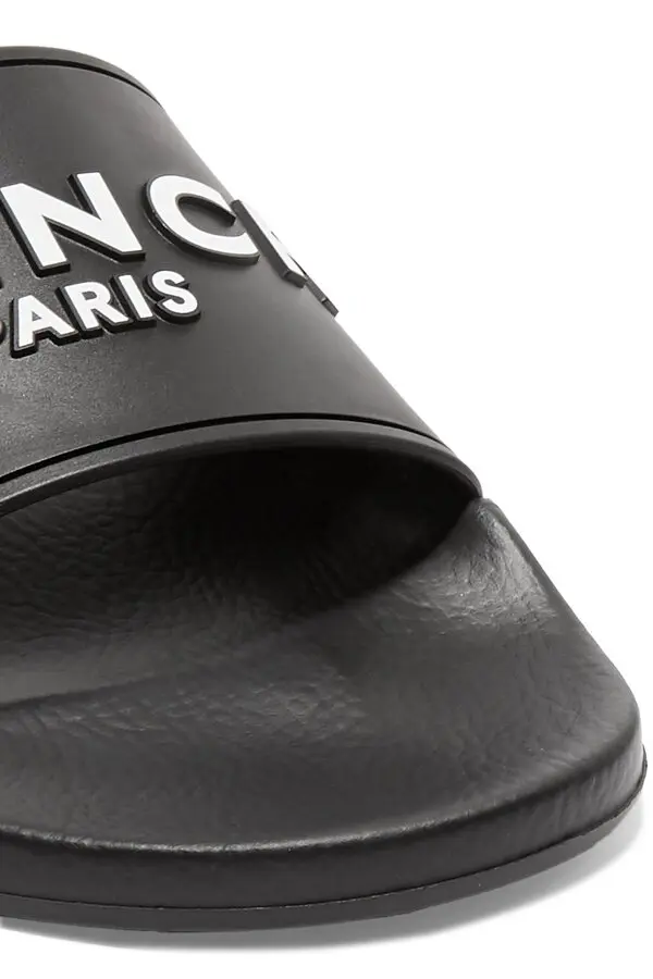 Givenchy Logo Rubber Slides - Black