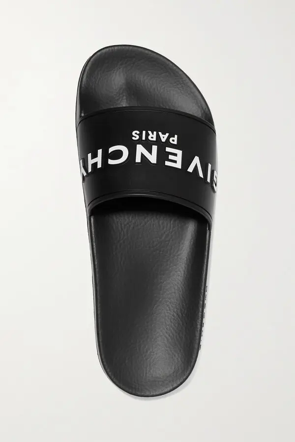 Givenchy Logo Rubber Slides - Black