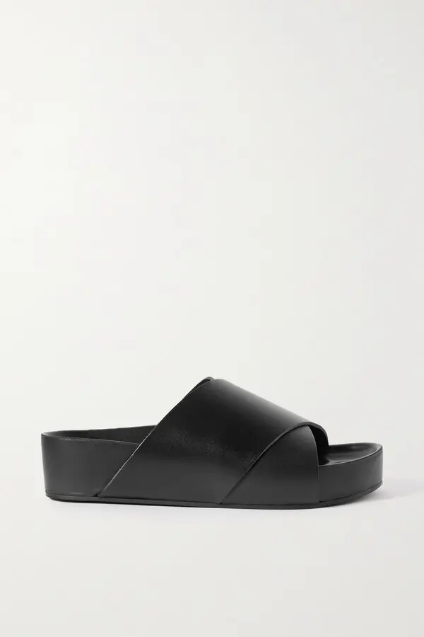 ST. AGNI Leather Platform Slides