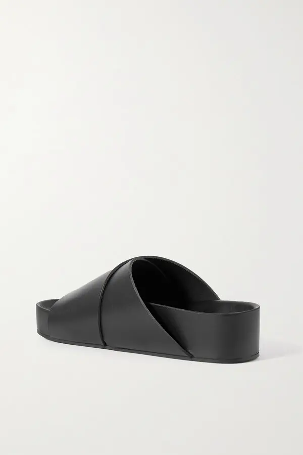 ST. AGNI Leather Platform Slides