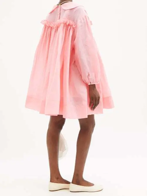 Molly Goddard Marc Smocked Cotton Dress In Pink - 65% Off