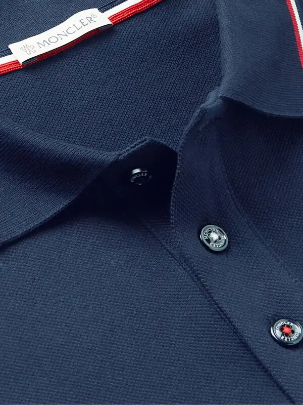 Moncler Logo-appliquéd Striped Cotton-piqué Polo Shirt - Blue