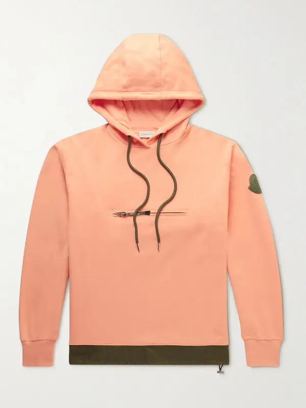 Moncler Logo-appliquéd Cotton-jersey Hoodie - Orange