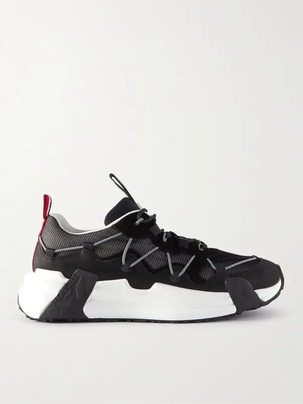 Moncler Compassor Nubuck And Suede Sneakers - Black