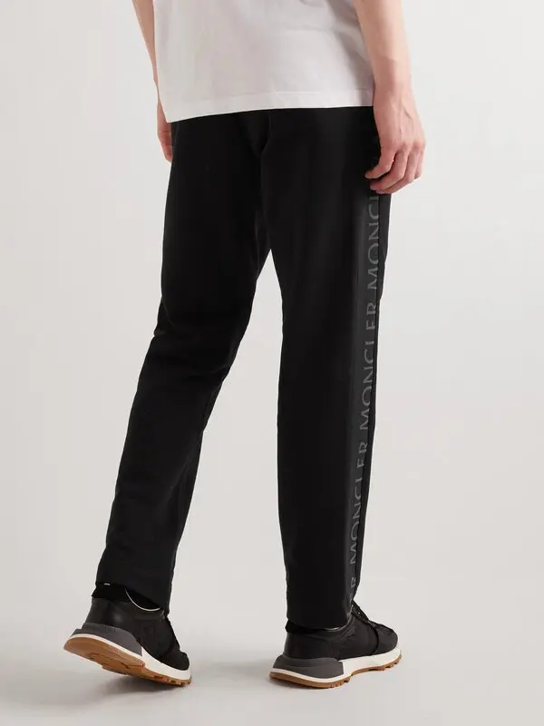 Moncler Slim-fit Logo-print Shell-trimmed Cotton-jersey Sweatpants