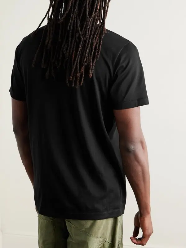 Moncler Logo-appliquéd Shell-trimmed Cotton-jersey T-shirt