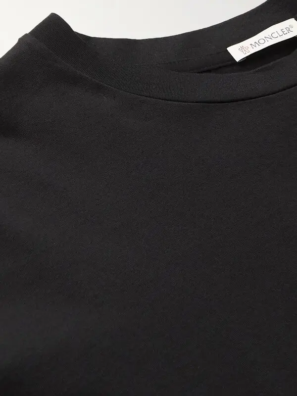 Moncler Logo-appliquéd Shell-trimmed Cotton-jersey T-shirt