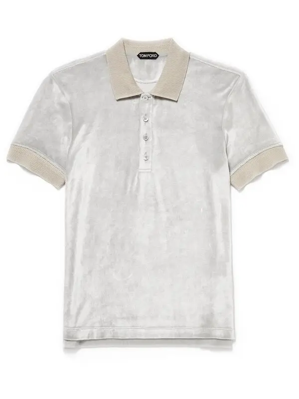 TOM FORD Slim-fit Modal-blend Velour Polo Shirt