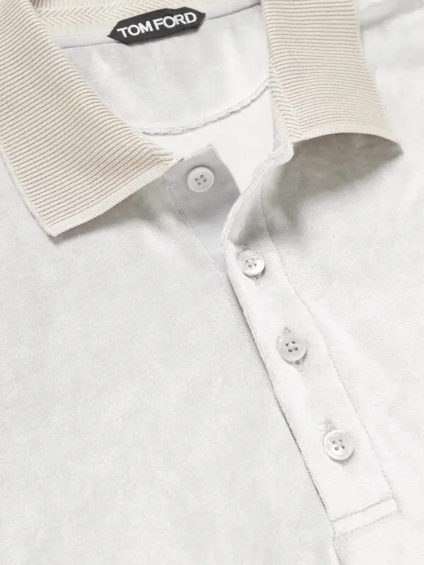 TOM FORD Slim-fit Modal-blend Velour Polo Shirt