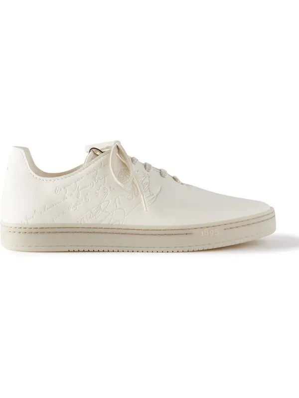 Berluti Eden Scritto Leather Sneakers - Neutrals | Editorialist