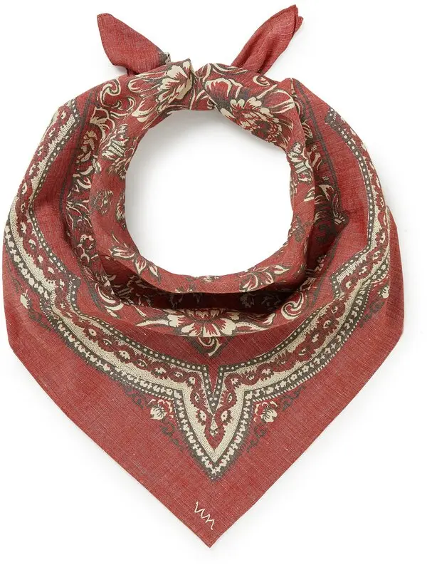 visvim BANDANA SCARF F.I.L. 中村ヒロキ I.C.T. Visvim Wildflower Printed Wool And Linen-blend Bandana - Red