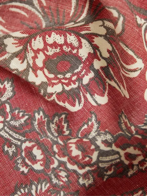 Visvim Wildflower Printed Wool And Linen-blend Bandana - Red