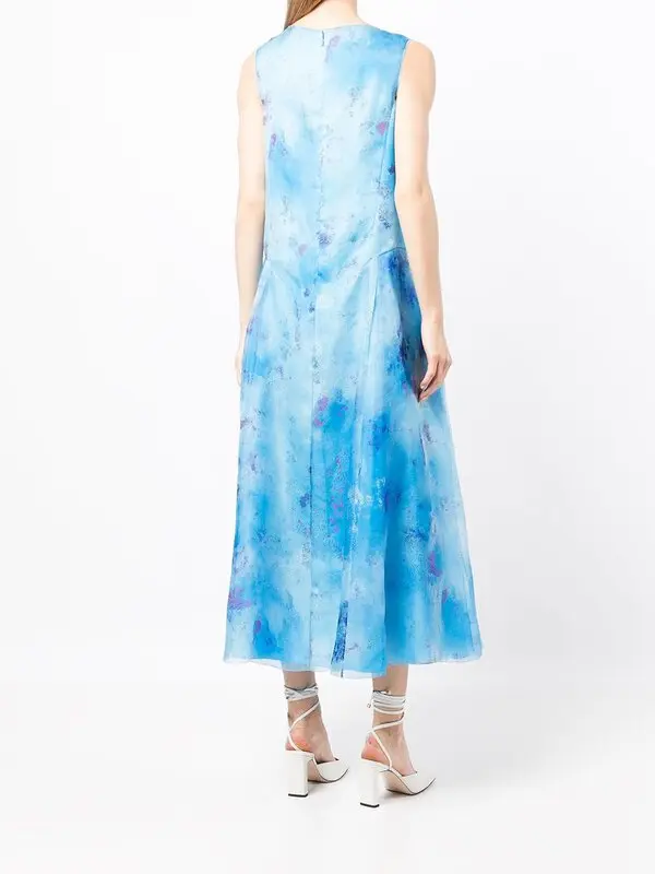Shiatzy Chen Printed Silk A-line Dress