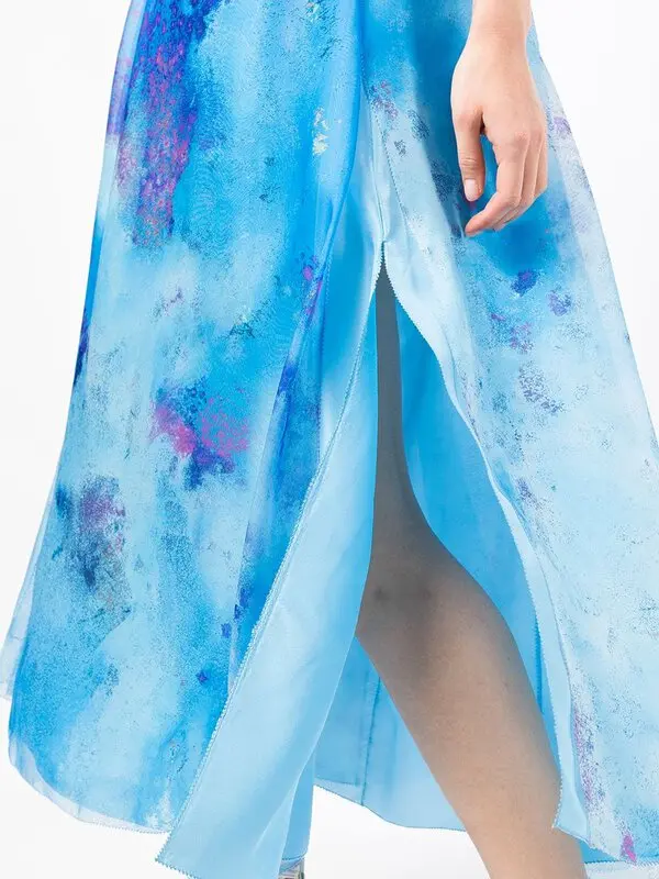 Shiatzy Chen Printed Silk A-line Dress