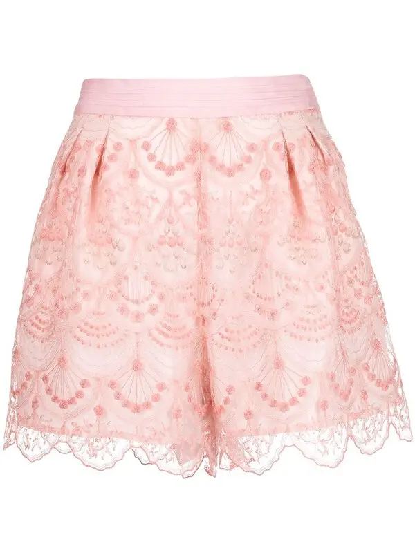 Shiatzy Chen Art Deco Lace Shorts - Pink