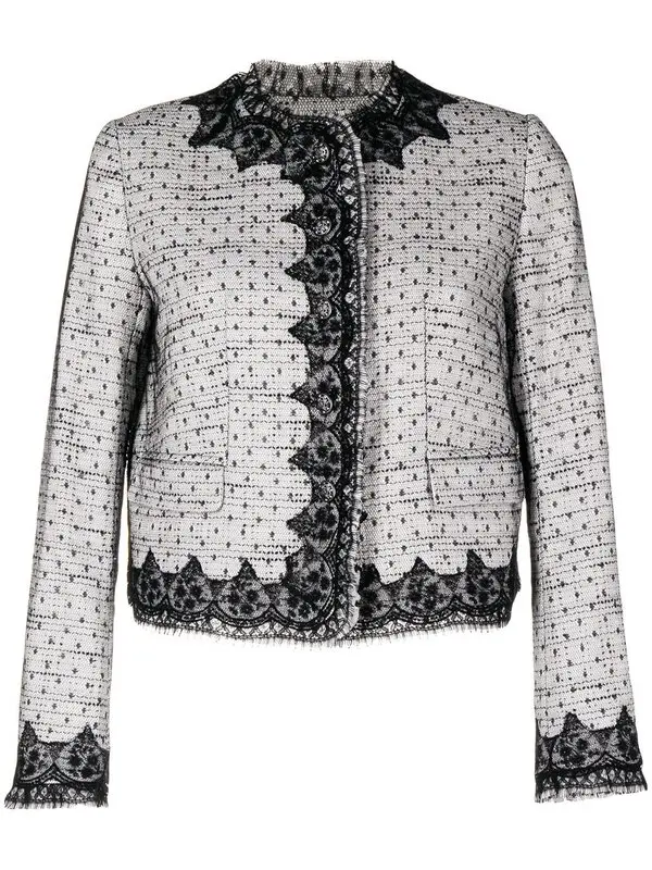 Shiatzy Chen Lace-embellished Tweed Jacket