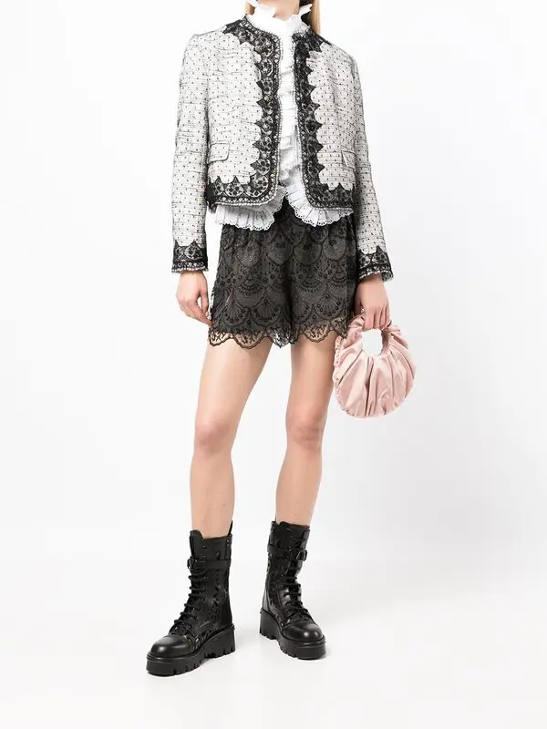Shiatzy Chen Lace-embellished Tweed Jacket