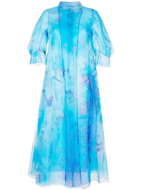 Shiatzy Chen Printed Silk Midi Dress