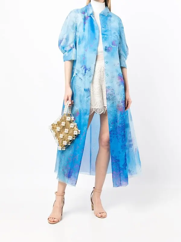 Shiatzy Chen Printed Silk Midi Dress