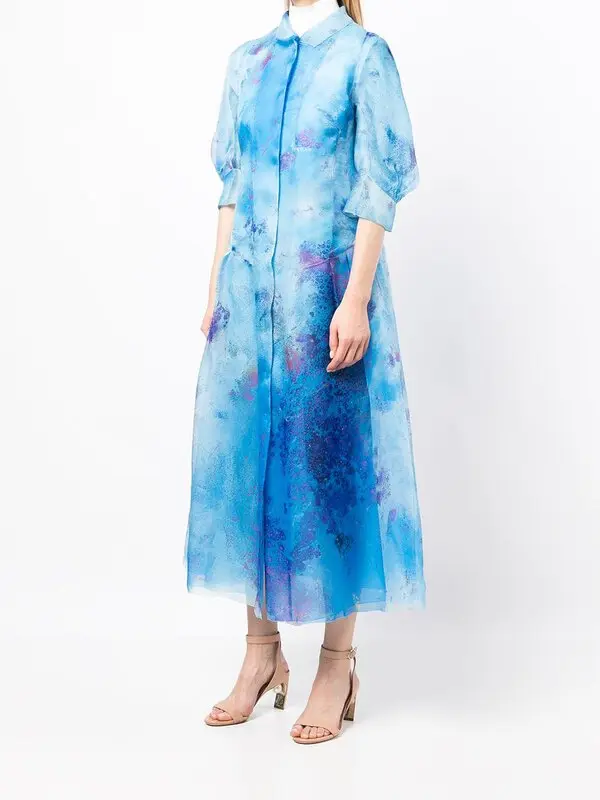 Shiatzy Chen Printed Silk Midi Dress