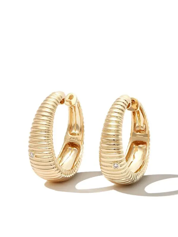 Yvonne Léon 9kt Yellow Diamond Hoop Earrings - Gold