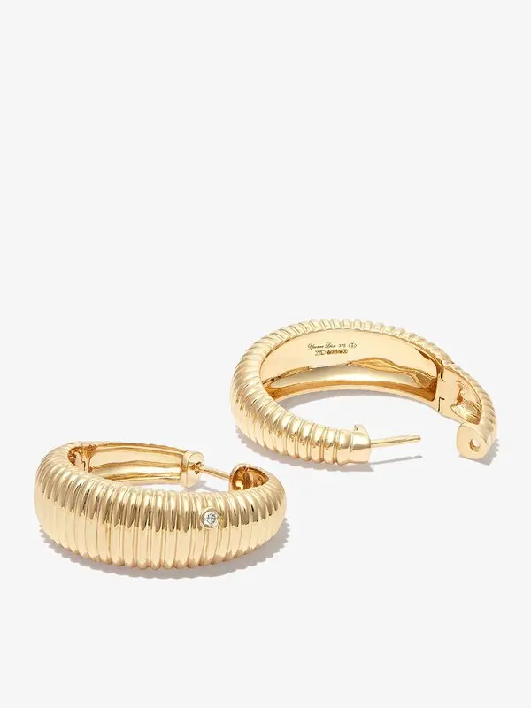 Yvonne Léon 9kt Yellow Diamond Hoop Earrings - Gold