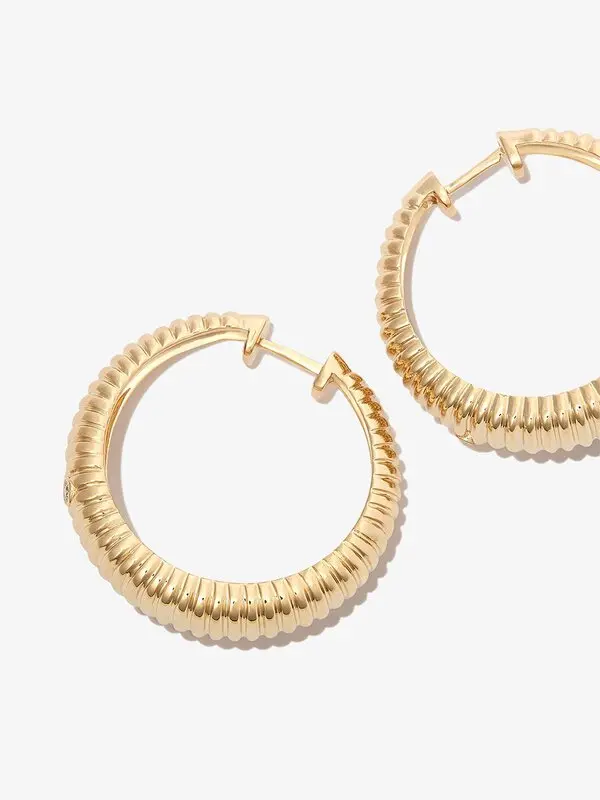 Yvonne Léon 9kt Yellow Diamond Hoop Earrings - Gold