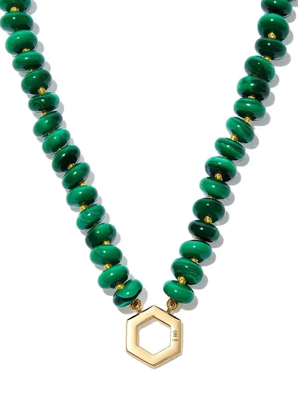 Harwell Godfrey 18kt Yellow Malachite Beaded Necklace - Gold