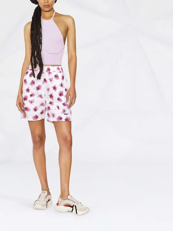 MSGM Floral-print Cotton Shorts
