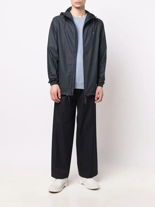 Rains Drawstring Hooded Jacket - Blue