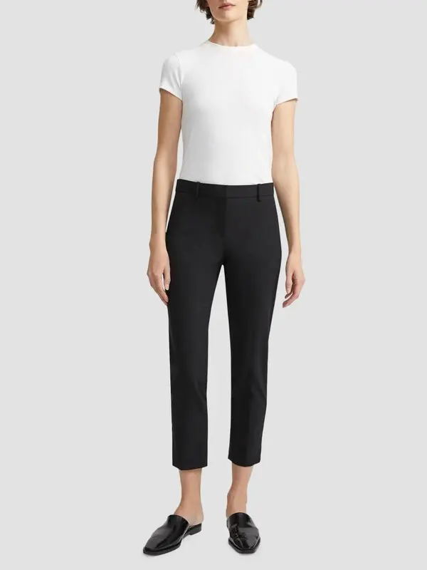 Theory Treeca Good Wool Pleated Ankle-crop Pants