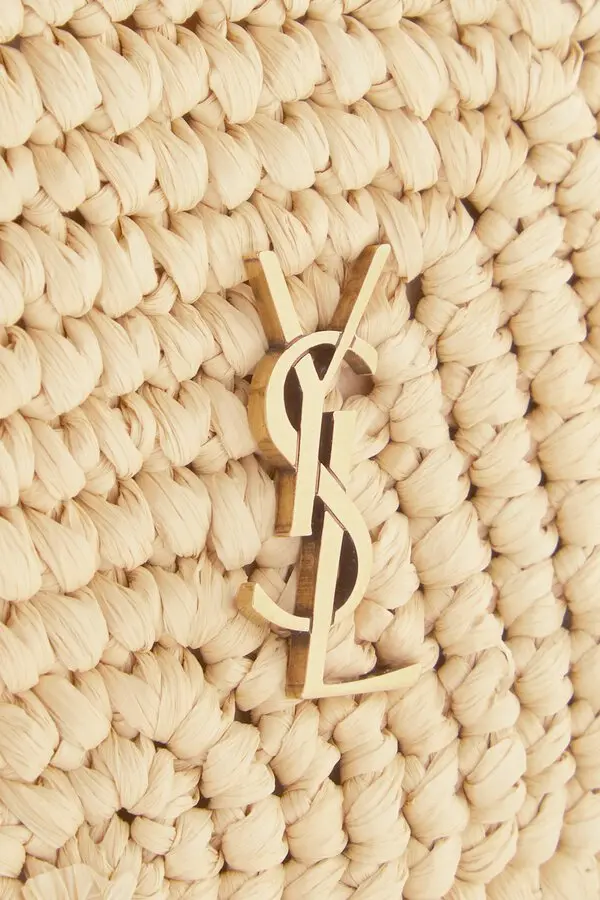 Saint Laurent Jamie Embellished Leather-trimmed Raffia Coin Purse