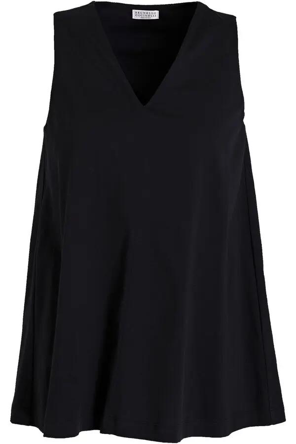 Brunello Cucinelli Beadembellished Cottonjersey Top - Black