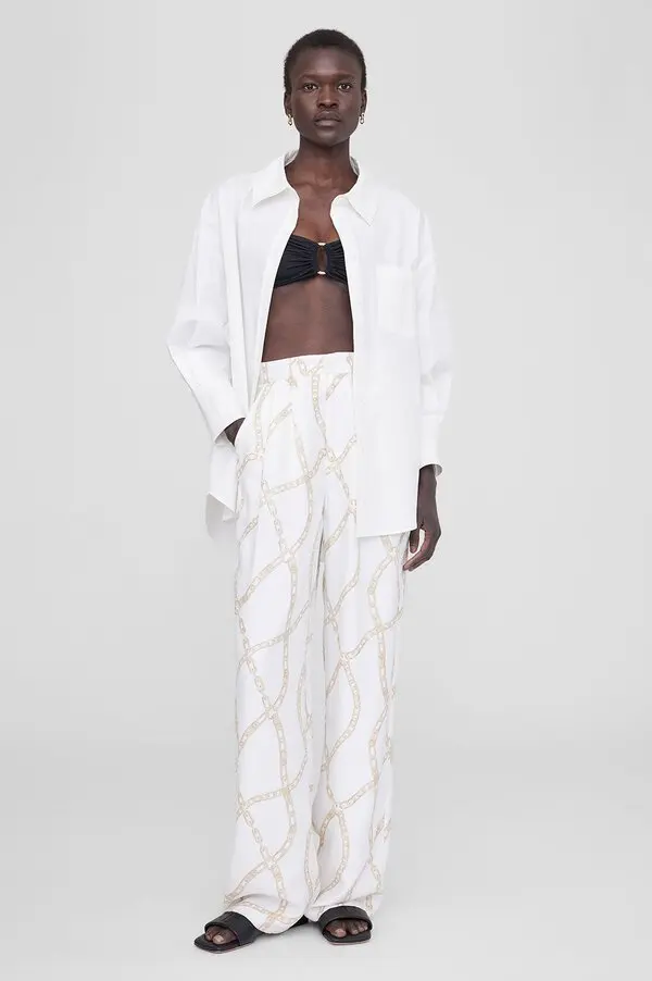 ANINE BING Carrie Pant - Cream And Tan Link Print