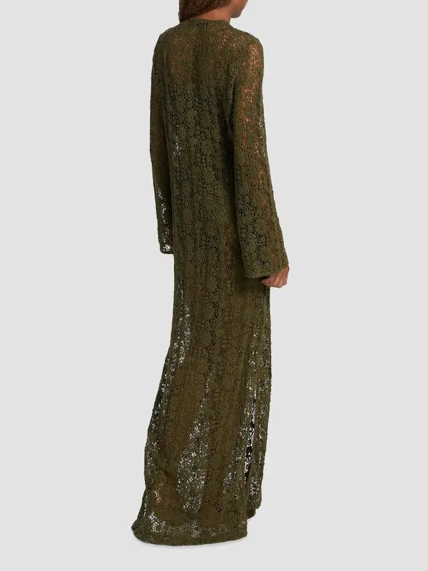 NILI LOTAN Della Lace Maxi Dress - Army Green