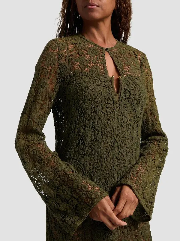 NILI LOTAN Della Lace Maxi Dress - Army Green