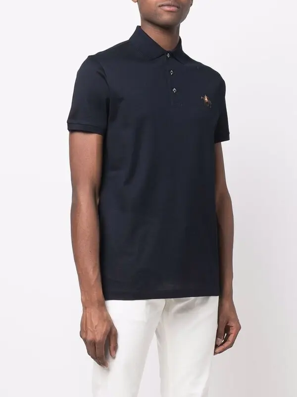 Ralph Lauren Purple Label Embroidered Logo Polo Shirt - Blue