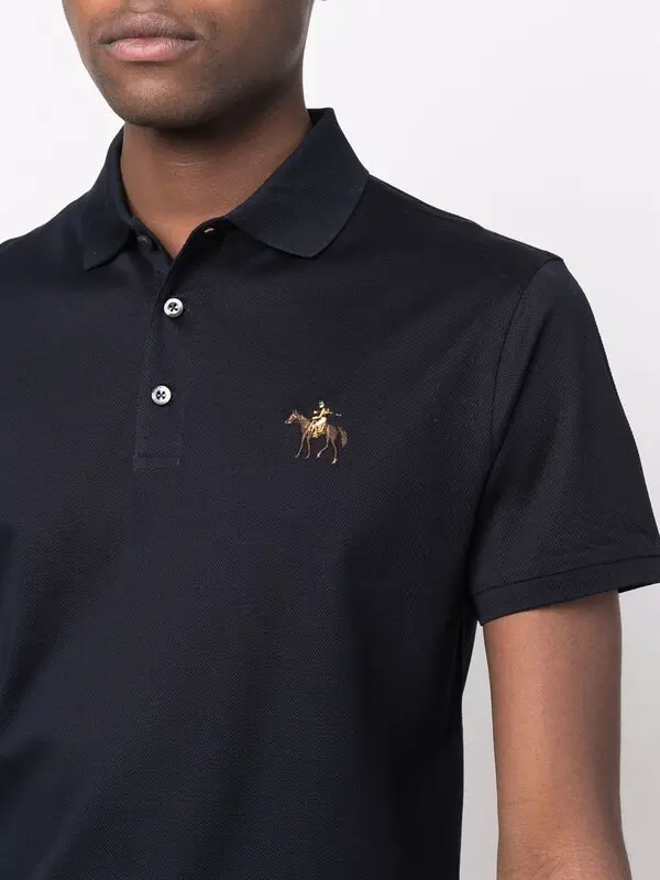 Ralph Lauren Purple Label Embroidered Logo Polo Shirt - Blue