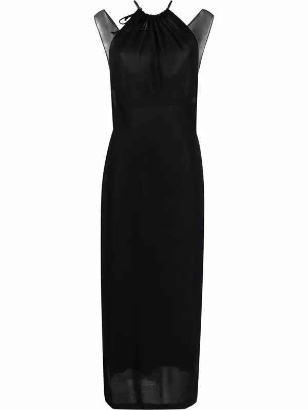 Alberta Ferretti Halterneck Mesh Silk Dress