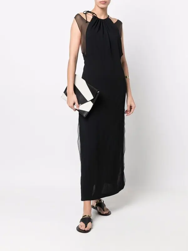 Alberta Ferretti Halterneck Mesh Silk Dress