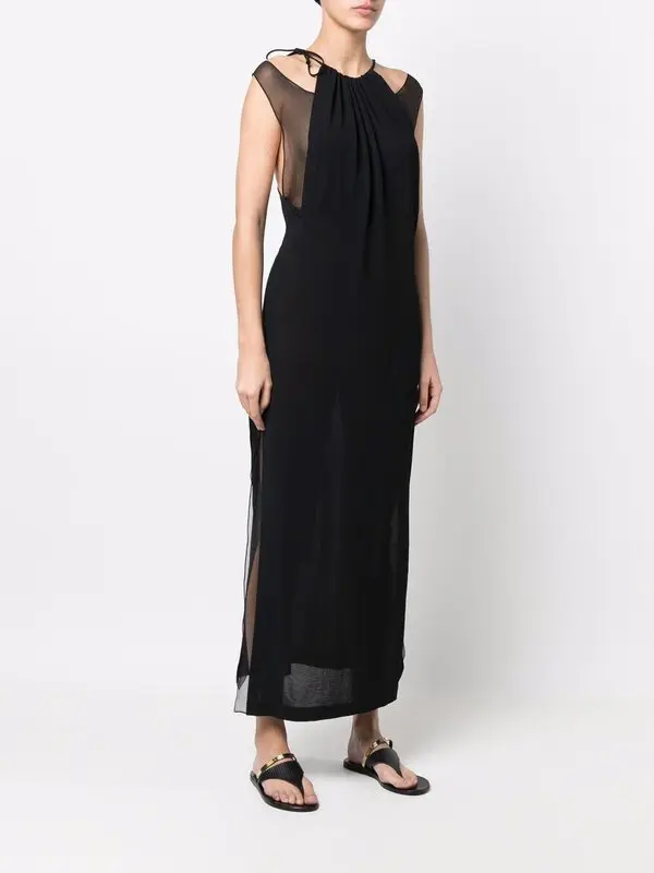 Alberta Ferretti Halterneck Mesh Silk Dress