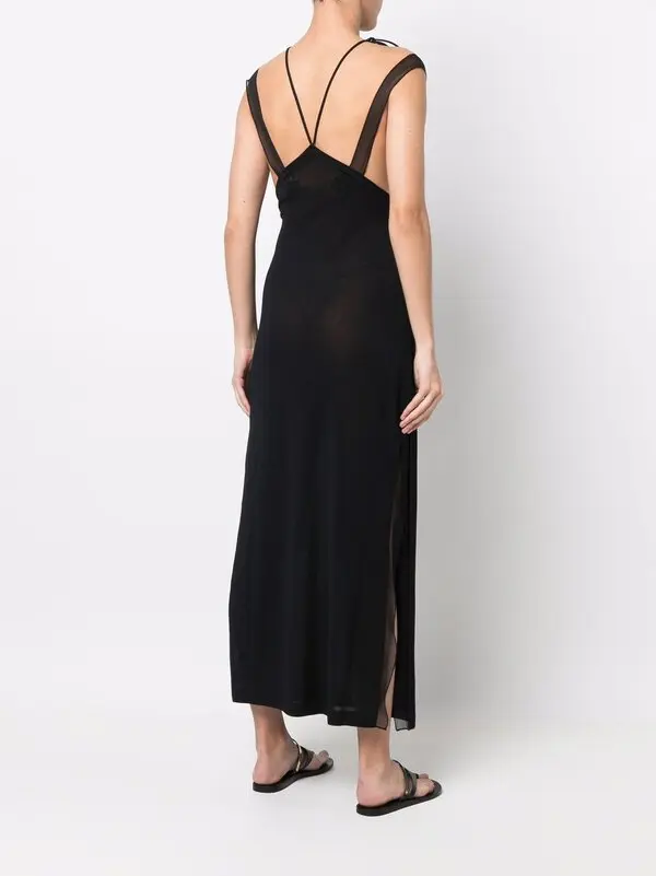 Alberta Ferretti Halterneck Mesh Silk Dress