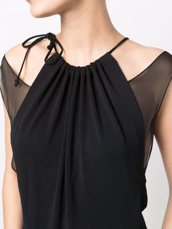 Alberta Ferretti Halterneck Mesh Silk Dress