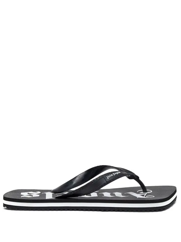 Palm Angels Logo-print Flip Flops - Black