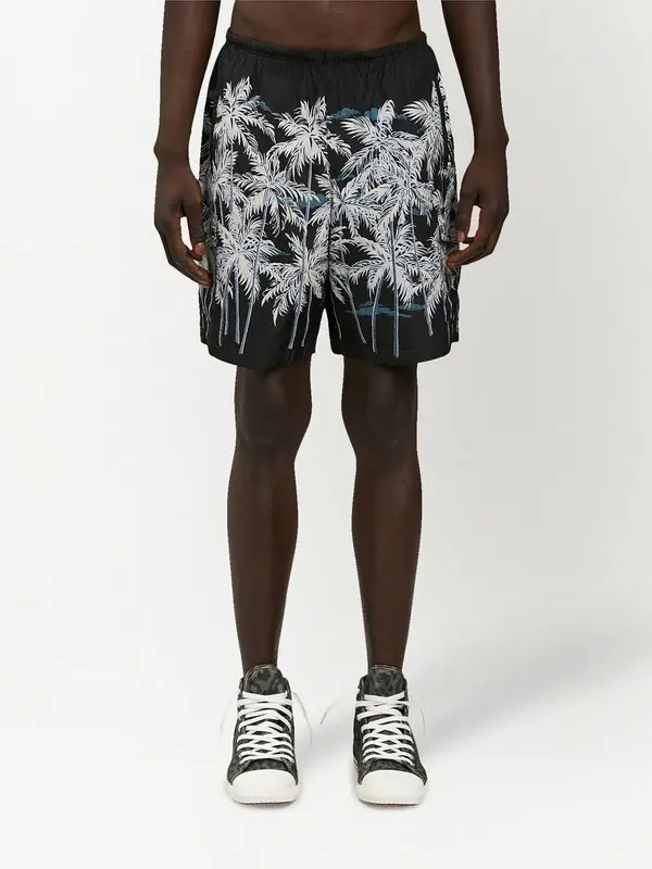 Palm Angels Palm-print Swimming Shorts - Black