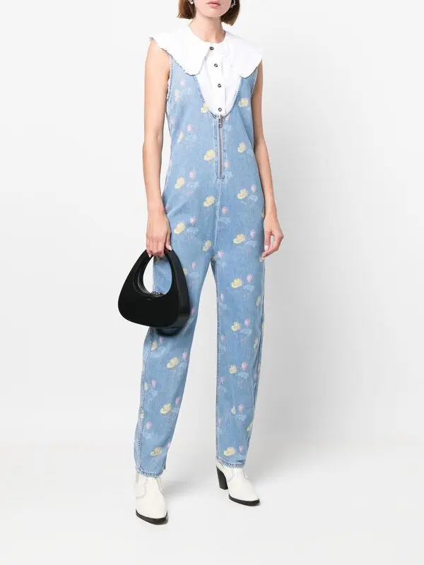 Ganni Floral Print Jumpsuit - Blue | Editorialist